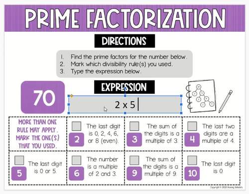 Prime Factorization Divisibility Digital Math Google Slides | TPT