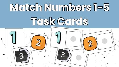 Match Numbers 1-5 | Level 1 Task Cards | Independent Work | SPED | Autism