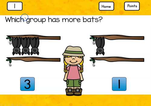 Comparing Numbers Which Is More? Halloween Bats for Google Classroom™