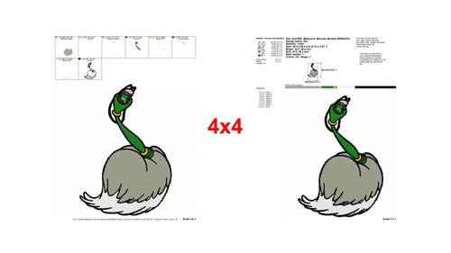 Happy cartoon ostrich with hat classic animation embroidery designs ...