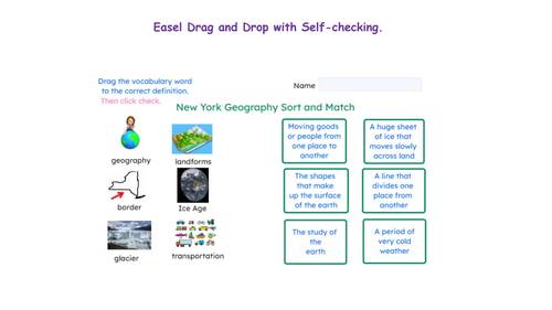 New York Geography Vocabulary Sort and Match - Printable and Drag ...