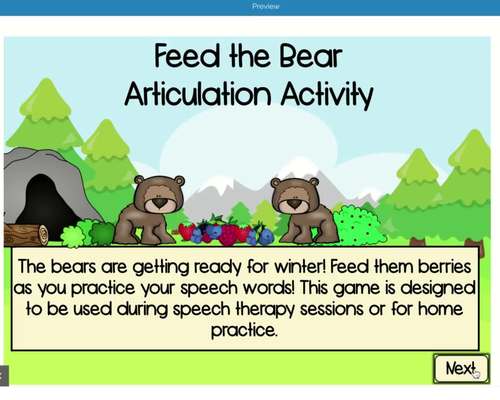 Feed the Bear Boom Cards™ Fall Speech Therapy Articulation Activity