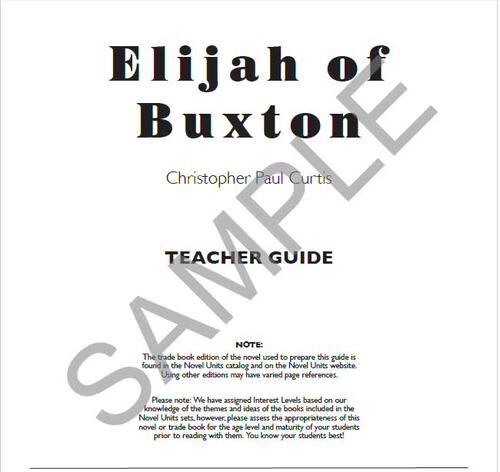 Elijah of Buxton Novel Units® Teacher Guide Novel Study | TPT