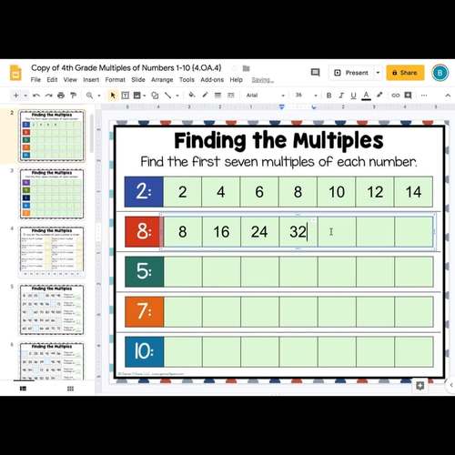 4th Grade Multiples Digital Worksheets - Numbers with Multiples Activities