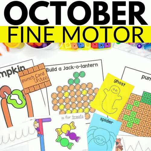 Fine Motor Skills Activities and Worksheets October Halloween Preschool