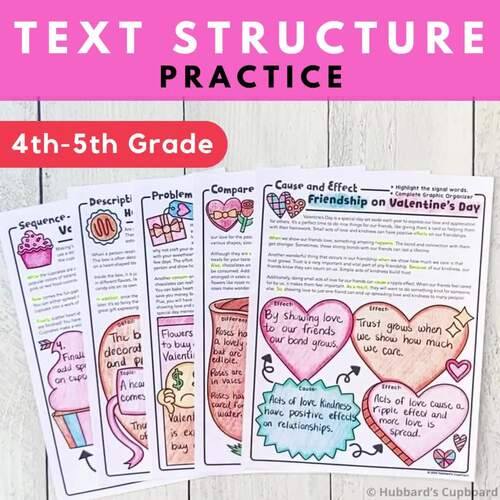 Valentine's Day Reading - Text Structure Graphic Organizer & Signal Words