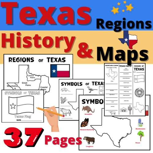 Texas History and Study of Regions Unit Maps Worksheets Rubric and ...