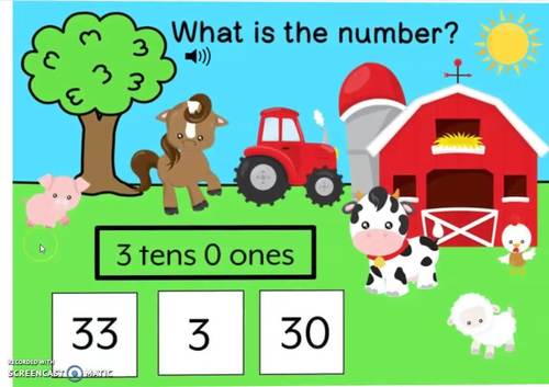 Boom Cards™ Place Value with Tens and Ones on the Farm by Leigh's Library