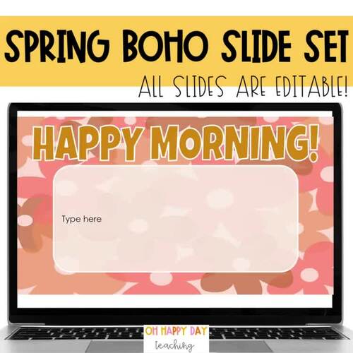 Spring Boho Slide Templates| Spring Editable Google Slides| Spring ...