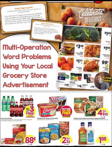 Thanksgiving Math -Shopping for Thanksgiving Dinner: Multi-Step 3rd-5th ...