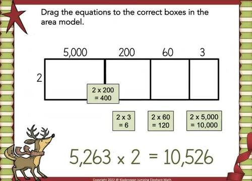 Christmas 4 Digit by 1 Digit Area Model Multiplication Boom Deck