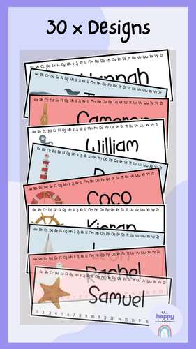 Student Desk Plates - NAUTICAL SEA OCEAN THEMED Editable | TPT