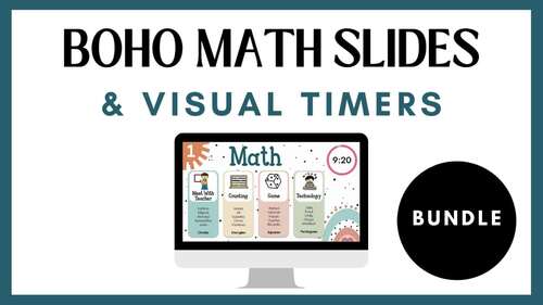 Boho Math Center Rotation Chart Slides & Visual Countdown Timers for ...