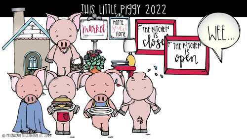 This Little Piggy clip art 2022, Nursery Rhyme clip art, Literature COLORED
