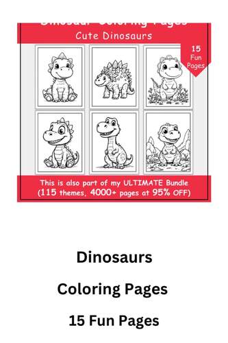 Dinosaurs Coloring Pages for Preschool & Kindergarten Learning by InkyJoy
