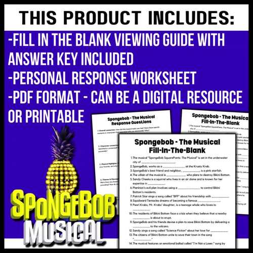 SpongeBob the Musical: Fill In The Blank Viewing Guide & Response Worksheet