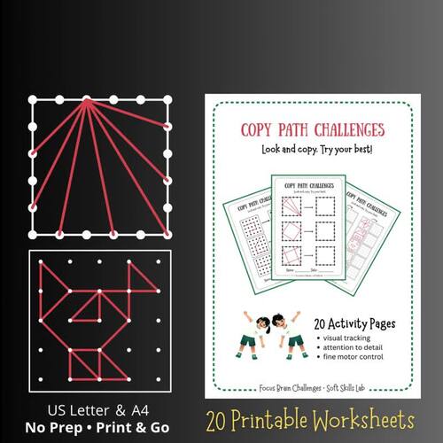 Copy Path Worksheets for Kids | Visual Tracking & Fine Motor Printable PDF