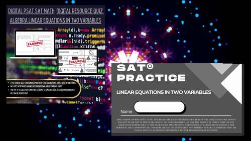 Digital SAT Prep MATH (DSAT) Worksheet Algebra Linear Equations in 2 ...