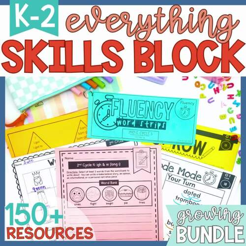 K-2 EL Skills Block Everything GROWING BUNDLE | Phonics Activity ...
