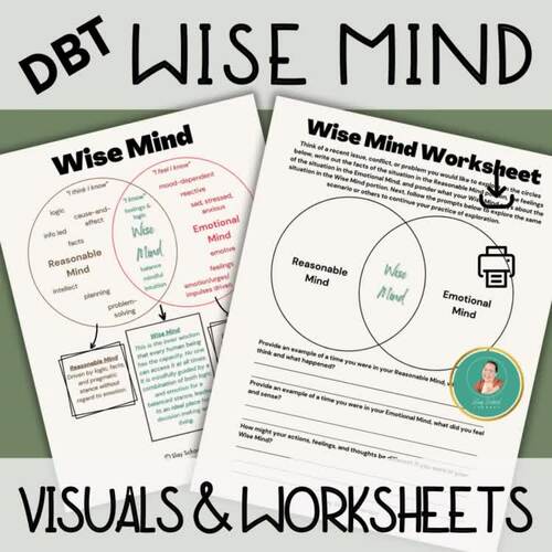 DBT Wise Mind Visual Bundle, Dialectical Behavior Therapy Worksheets