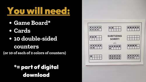 Subitizing SORRY!- A Math Center Game for Subitizing Numbers to 10 on ...