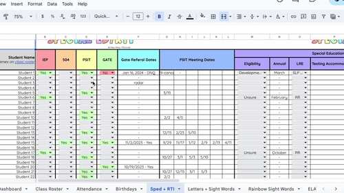 Kindergarten Assessment Data Spreadsheet | Small Group Planning Template