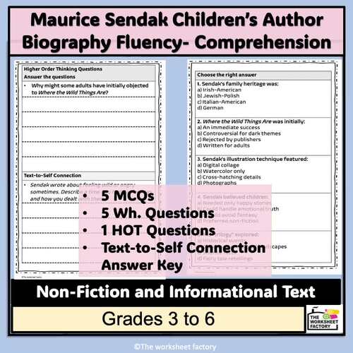 Maurice Sendak Informational Text Reading Comprehension Children’s ...