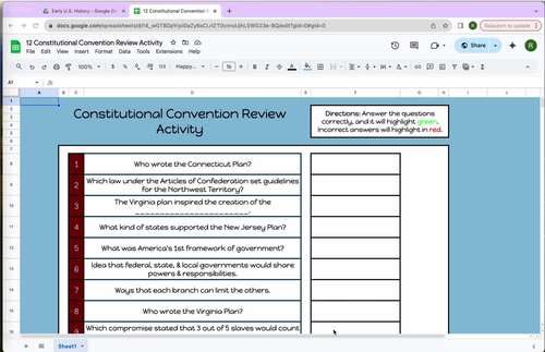 Constitutional Convention Plans Interactive Google Sheets Digital Game ...