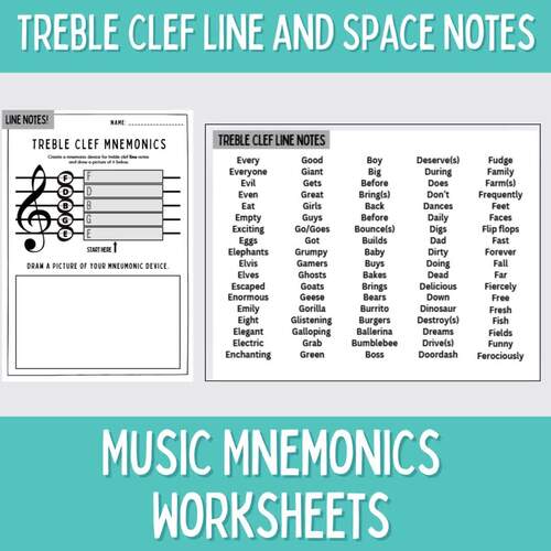 Music Mnemonic Worksheets by Creative Music Teaching Solutions | TPT