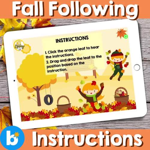 Fall Following Instructions Spatial Preposition Boom Cards by Teacher Kimmy