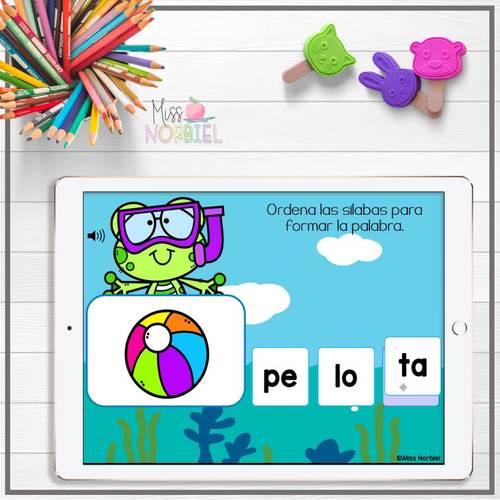 ORDENAR SILABAS_BOOM CARDS, Palabras de tres sílabas, Spanish Syllables