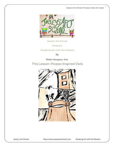 Pablo Picasso Art Lesson Owls 2nd-5th Grade History Writing Activity