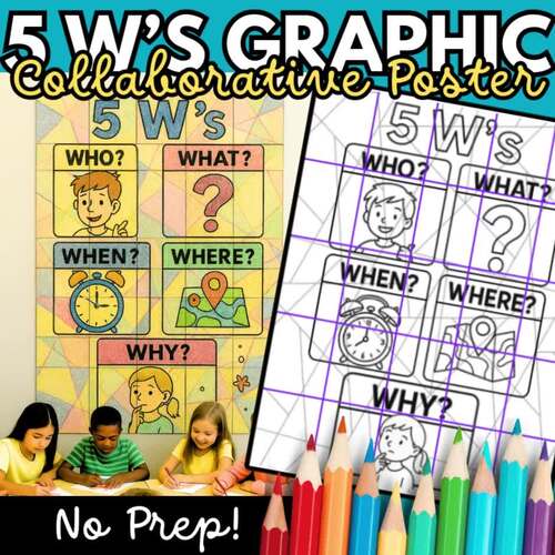 5 Ws Graphic Organizer Collaborative Poster | 5 Ws Anchor Chart Mural ...
