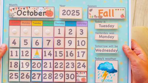 Interactive Perpetual Calendar for Kids Homeschool Classroom Montessori ...