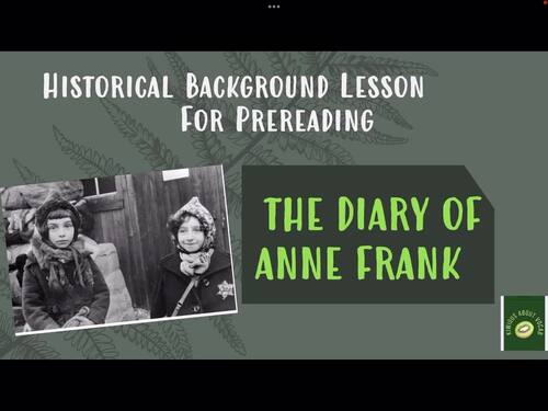 Background HISTORY LESSON- PREREADING for The Diary of Anne Frank PPT