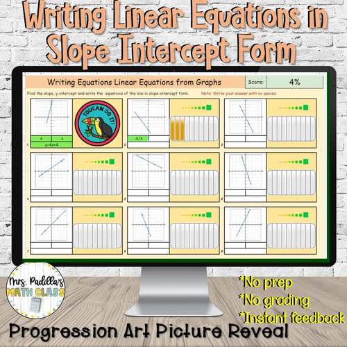 Writing Linear Equations Given the Graph Mystery Picture | Distance ...