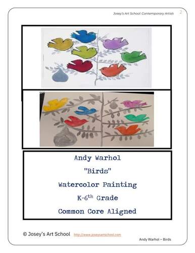 Andy Warhol Art lesson Abstract Bird History Writing Activity Included