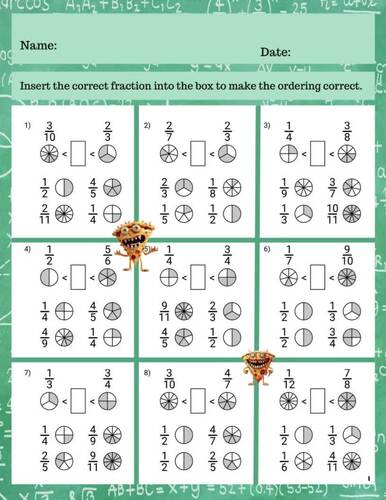 ORDERING FRACTIONS - Middle School Math Worksheets by Scholastic Champions