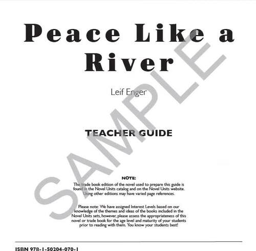 Peace Like a River Novel Units® Teacher Guide Novel Study | TPT