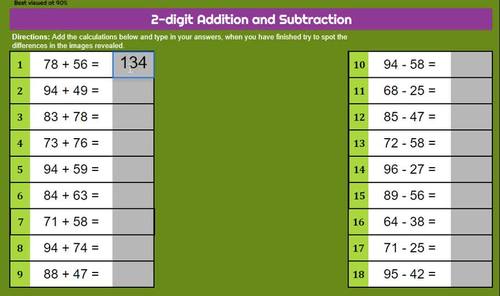 Digital Jigsaw Puzzle NO PREP - Wizards 2-digit Addition and Subtraction