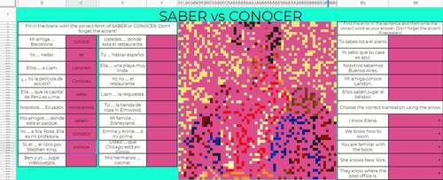 SABER vs CONOCER Digital Mystery Picture Spanish Pixel Art Digital Activity