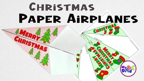 Christmas Paper Airplane Design Templates by myABCdad Learning for Kids