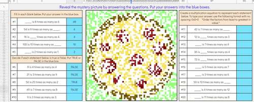 Digital Math Pixel Art | Mystery Picture 4th Grade 4.OA.1 - Multiplication