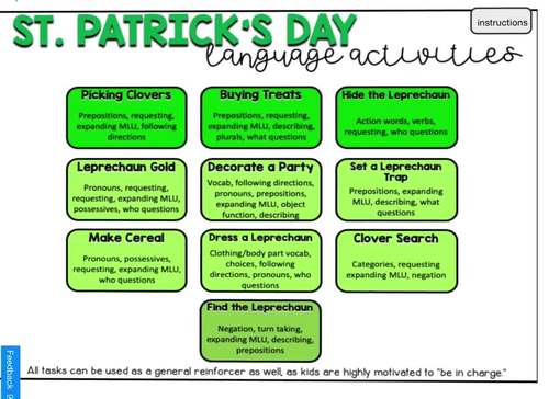 St. Patrick's Day Early Language BOOM CARDS for Speech Therapy Distance ...