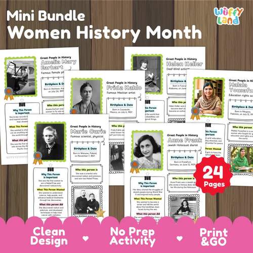 Women's History Month Biographies Bundle | Famous Women Worksheets | Malala