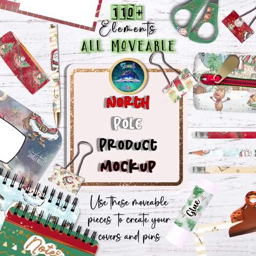 Christmas MOVEABLE Product Mockup| Santa Claus Paper Seasonal Cover TpT ...
