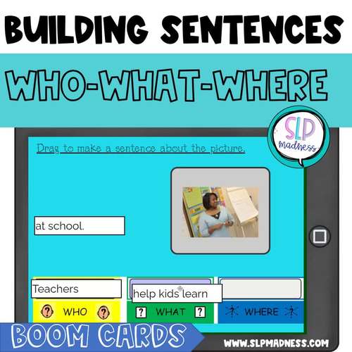 Speech Therapy Building Sentences Boom Cards l Learning Community Helpers