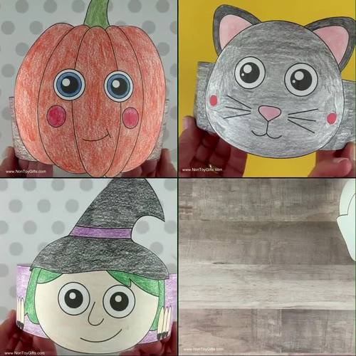 Halloween Paper Crowns - Halloween Hats - Headband Craft Activity Mini ...