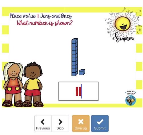 PLACE VALUE TENS AND ONES BOOM CARDS SUMMER MATH TASK CARDS ACTIVITIES