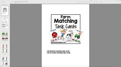 Farm Themed Errorless & Identical Matching Task Cards by The Autism Helper